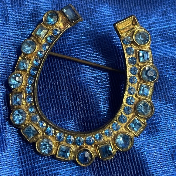 refer to pics | Jewelry | Blue Horse Shoe With Blue Gems Missing A ...